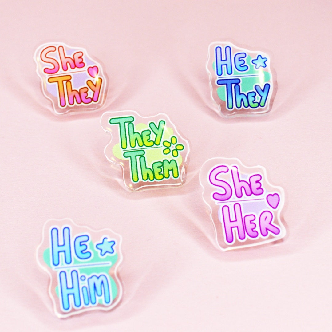 1 Inch Acrylic Pronoun Pins LGBTQIA+ Pride Month He/him She/her They ...