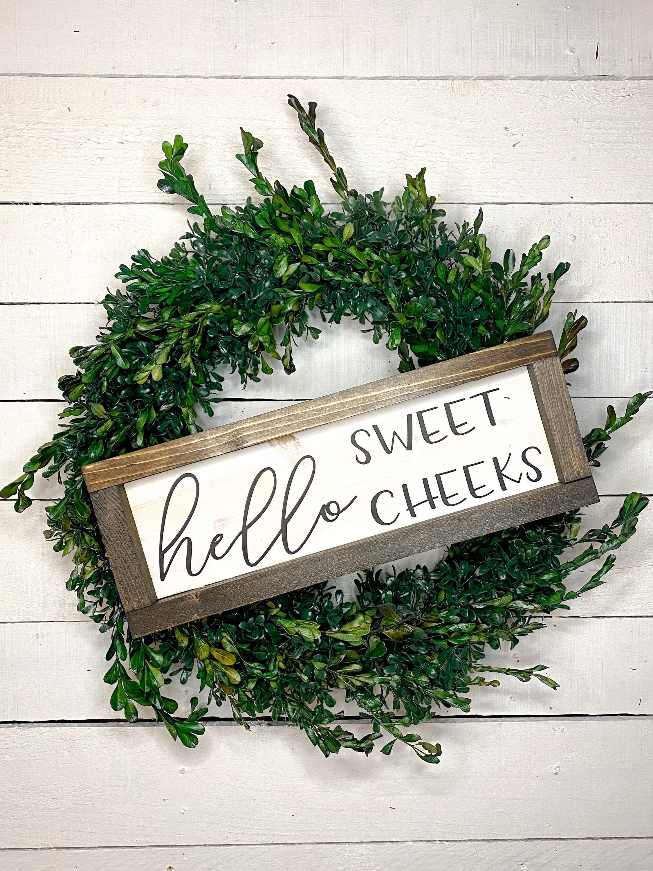 Hello Sweet Cheeks farmhouse sign bathroom signs funny | Etsy