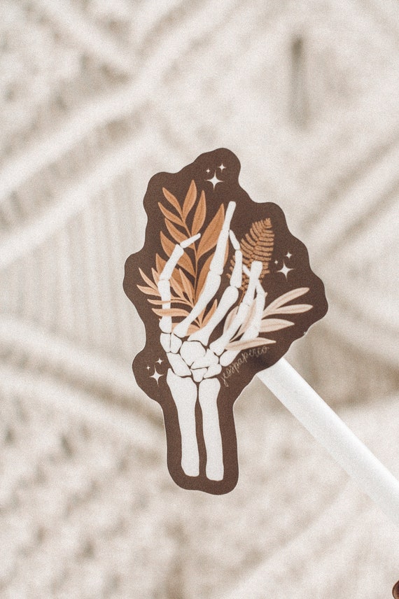 Skeleton Hand Sticker Boho Florals Halloween Sticker - Etsy