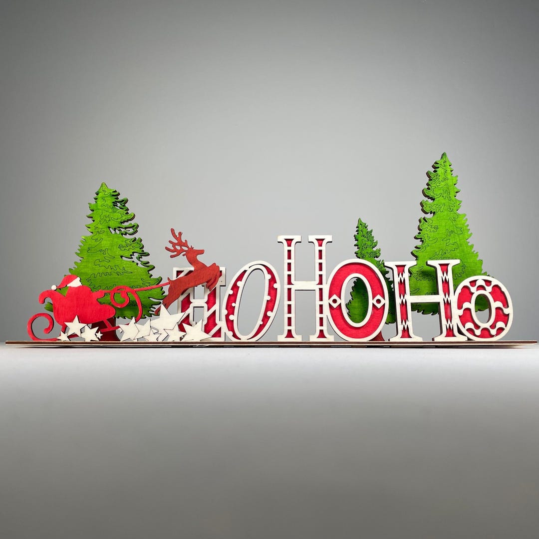 Ho Ho Ho Sign – Handmade by Curious Rabbit, Wooden Christmas Wall ...