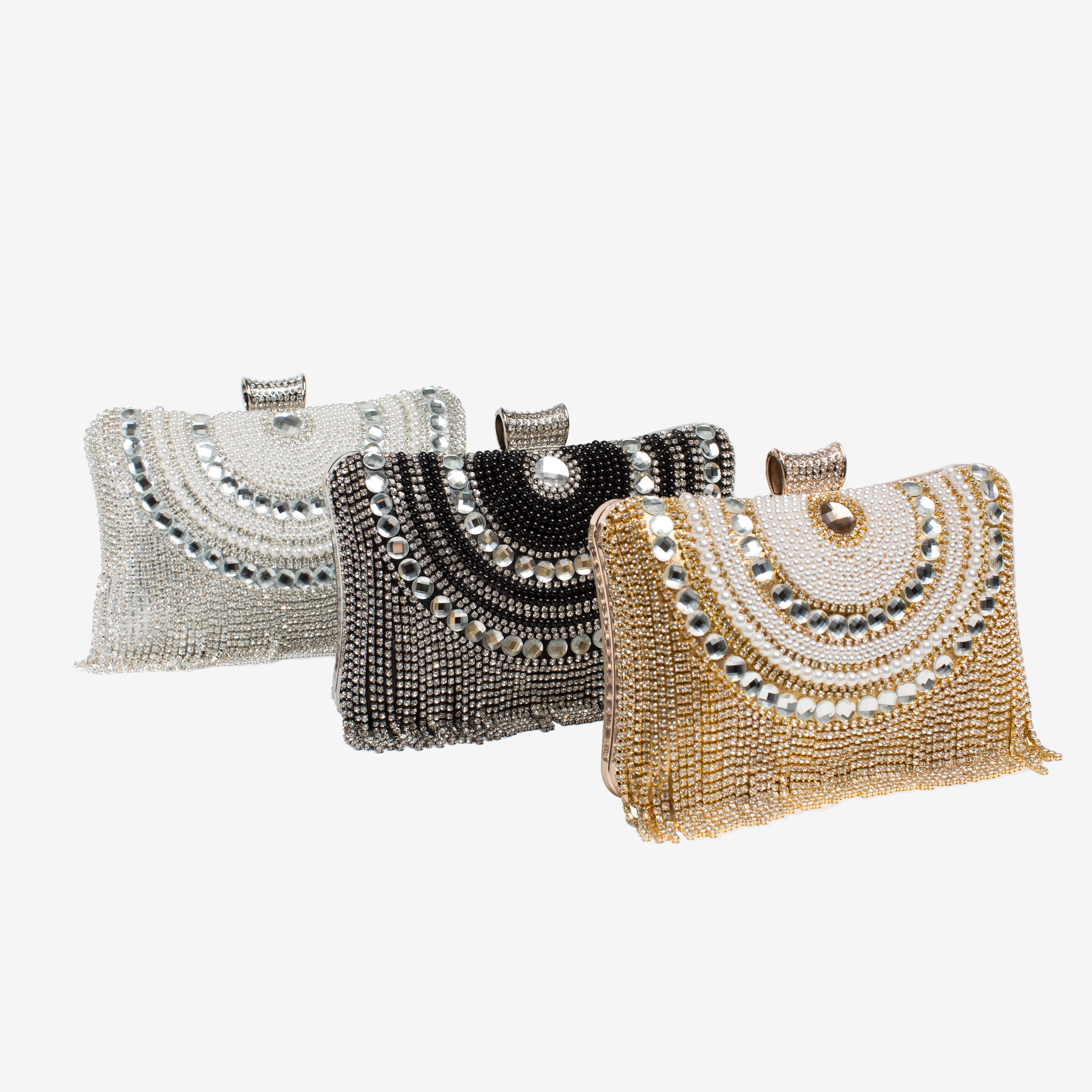 Black Diamond Rhinestone Beaded Tassels Clutch Purse Luxury Purses and ...