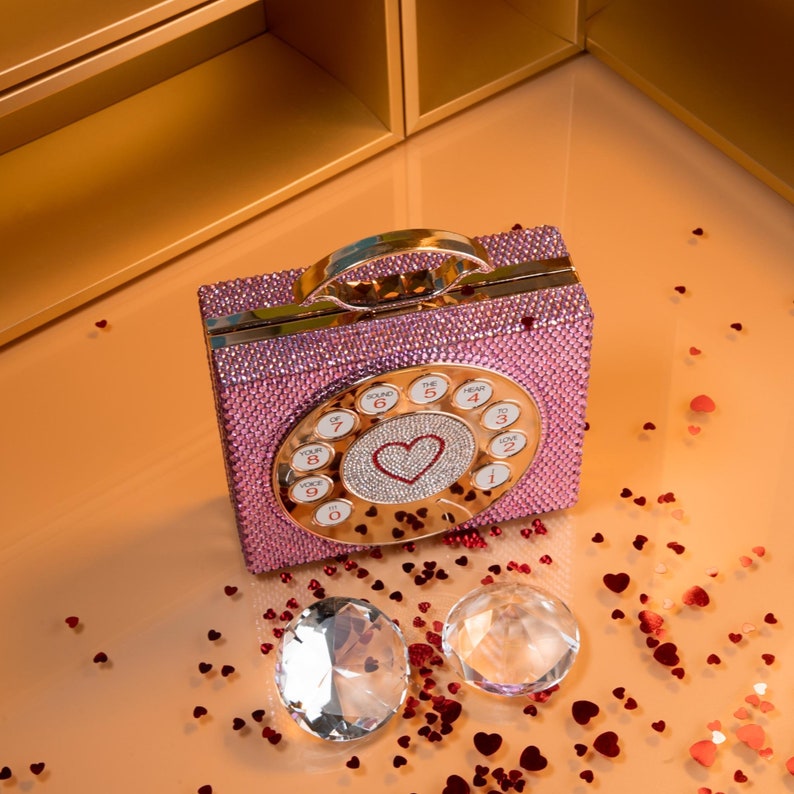 Retro Telephone Clutch With Swarovski Crystals, Bling Rhinestone ...