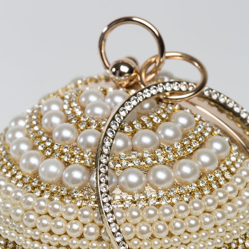 Gold Sphere Pearl Beaded Clutch Purse Luxury Designer - Etsy