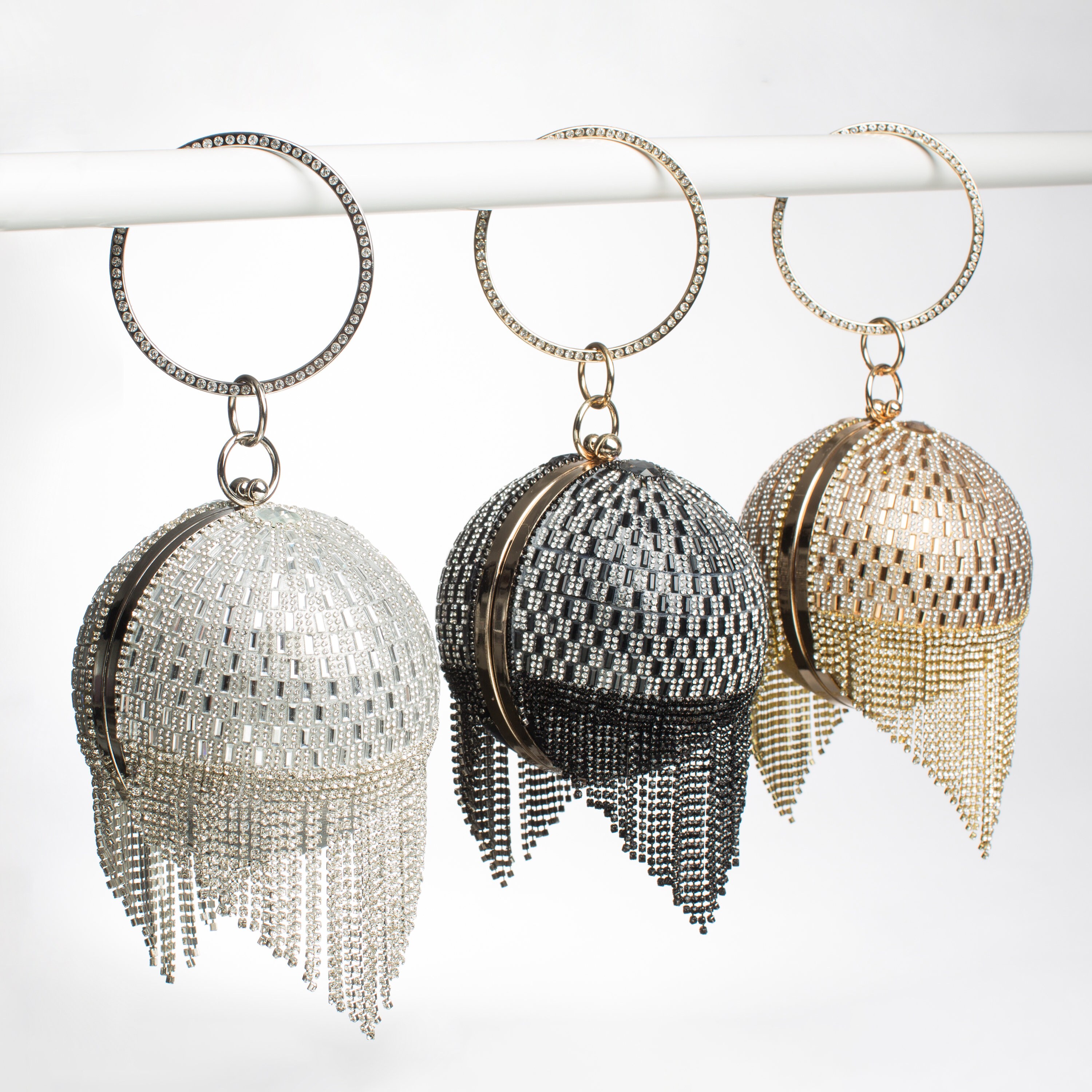 Gold Sphere Diamond Rhinestone Tassels Clutch Purse Luxury - Etsy