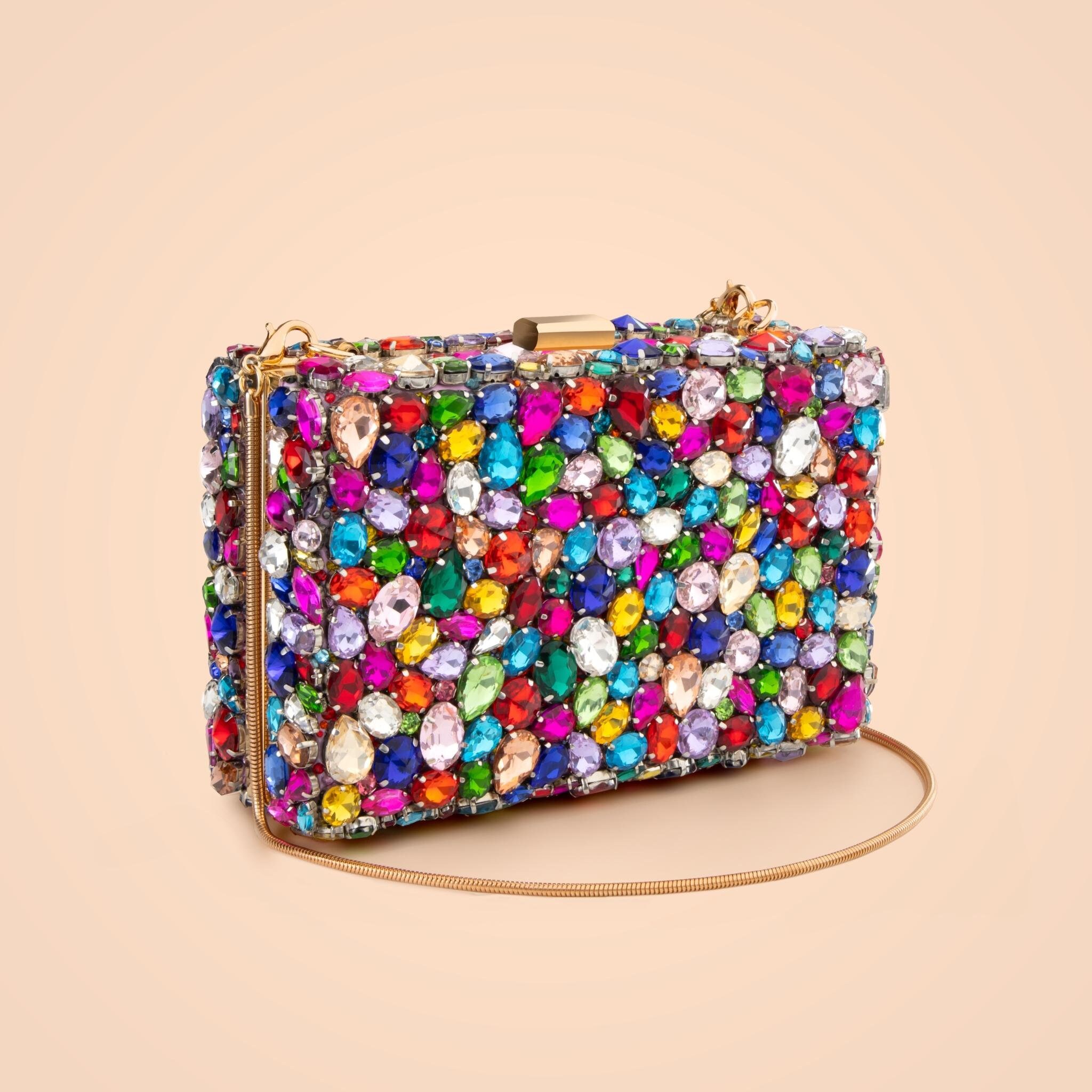 Colorful Beaded Clutch Purse With Swarovski Crystals, Bling Rhinestone ...