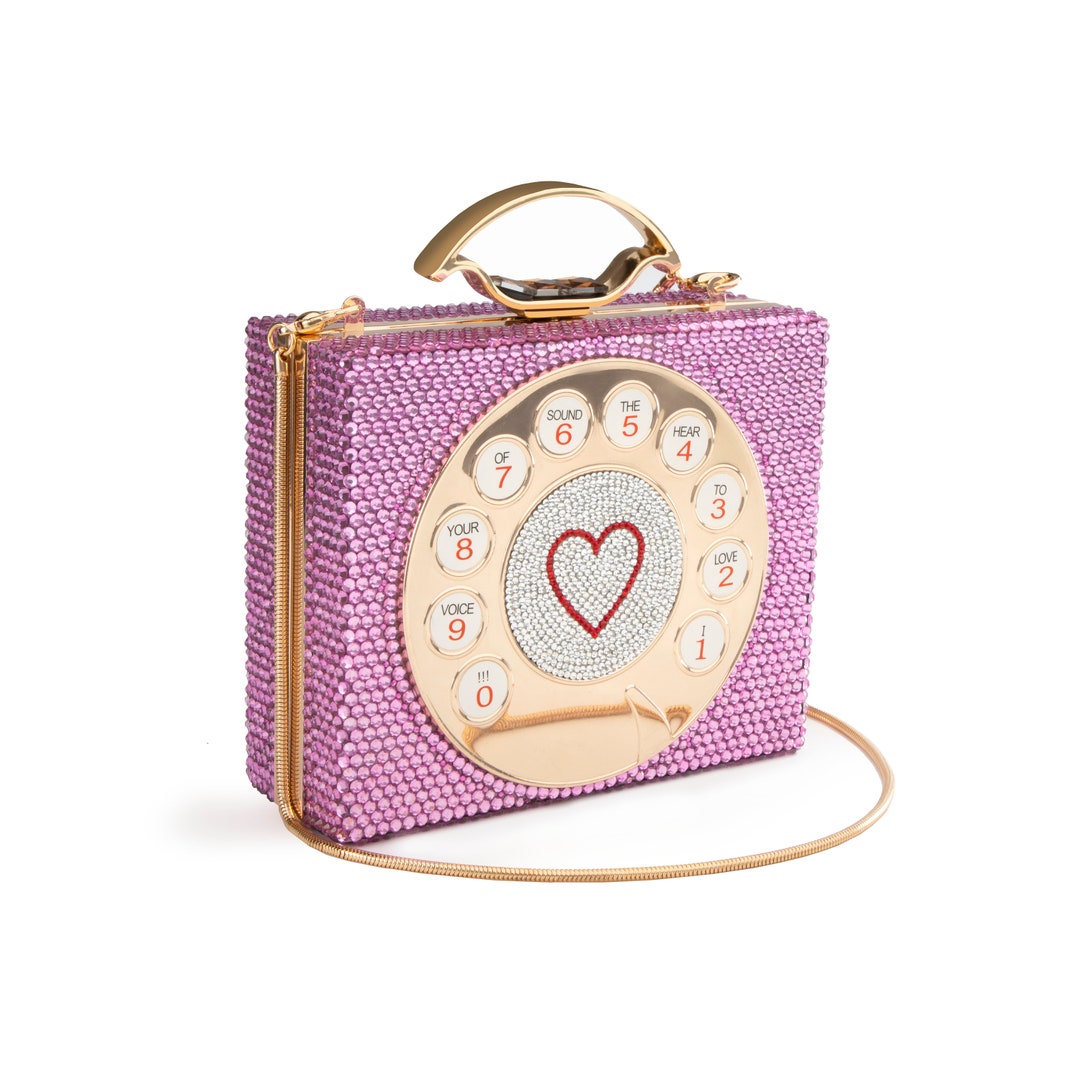 Retro Telephone Clutch With Swarovski Crystals, Bling Rhinestone ...