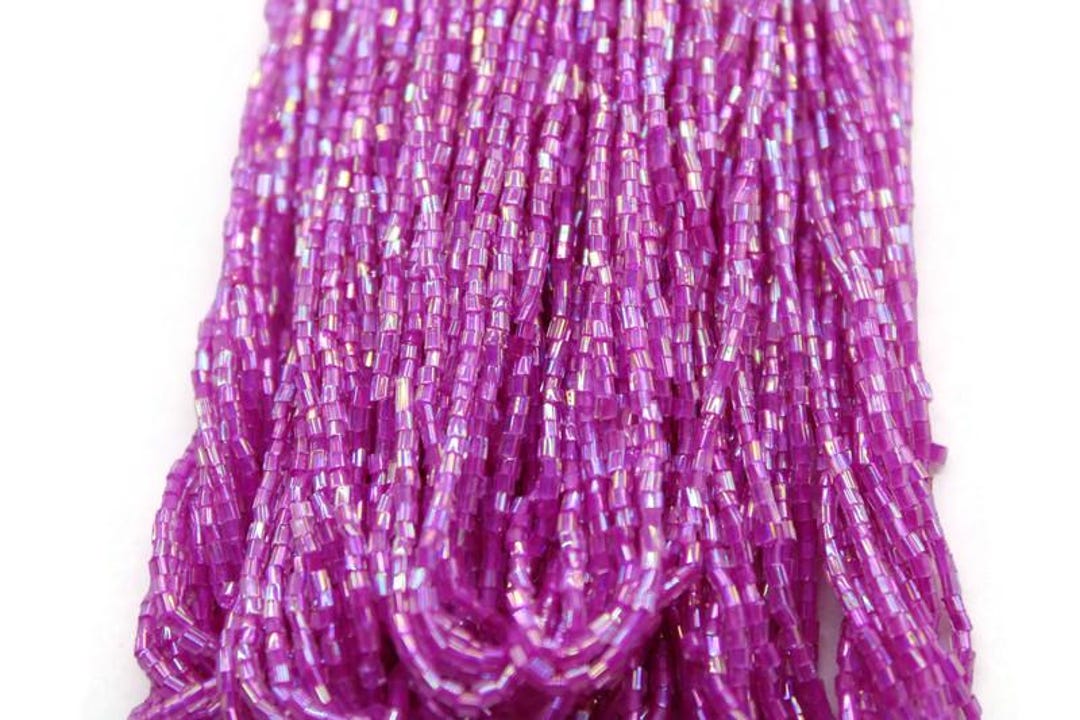 15/0 2 Cut, Dark Neon Pink Luster | Hex Glass Seed Beads | Full Hank, 1 ...