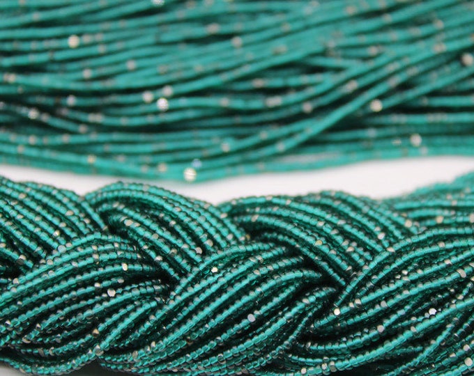13/0 Charlotte Cut Beads, Tr. Sea Green With Silver Gleams. 1/3/5 Hanks ...