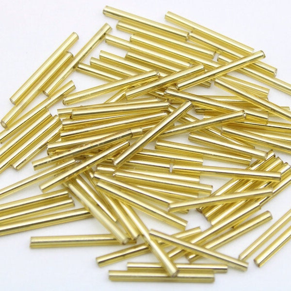 Gold Bugle Beads - Etsy