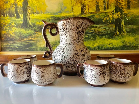Vintage Spatterware Pitcher and Cup Set Vintage Pitcher and | Etsy
