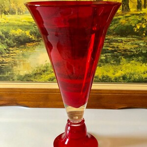 Old Red Glass Vase - Etsy