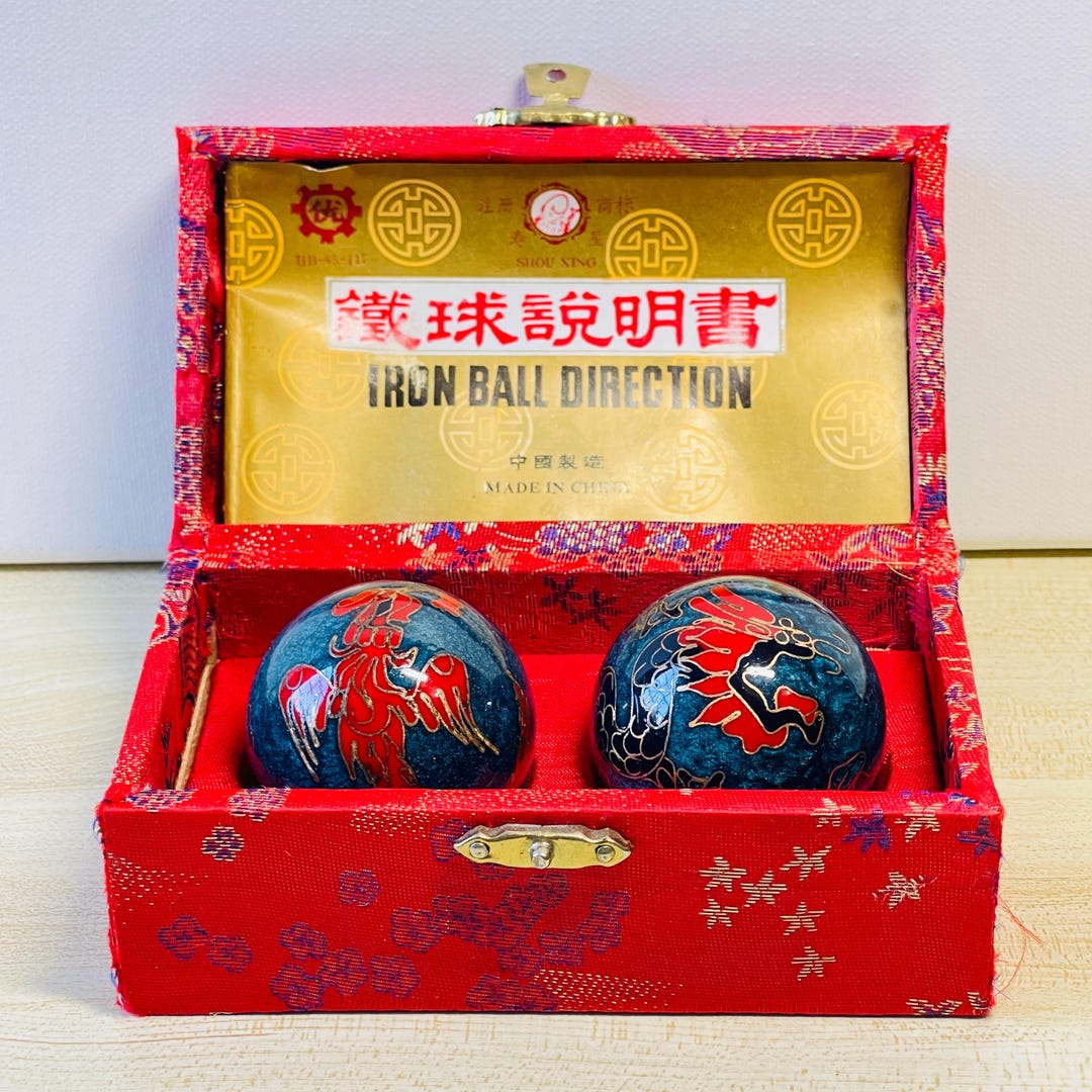 Vintage 1985 Chinese Baoding Iron Balls – Shouxing Brand – Hand Painted ...