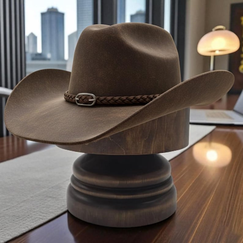 Hat Block Stand: Fedora & Wig Display, Wooden Home Decor - Etsy