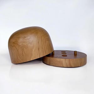 Wooden Hat Block – Handmade Open Crown Mold With Brim Plate Extender ...