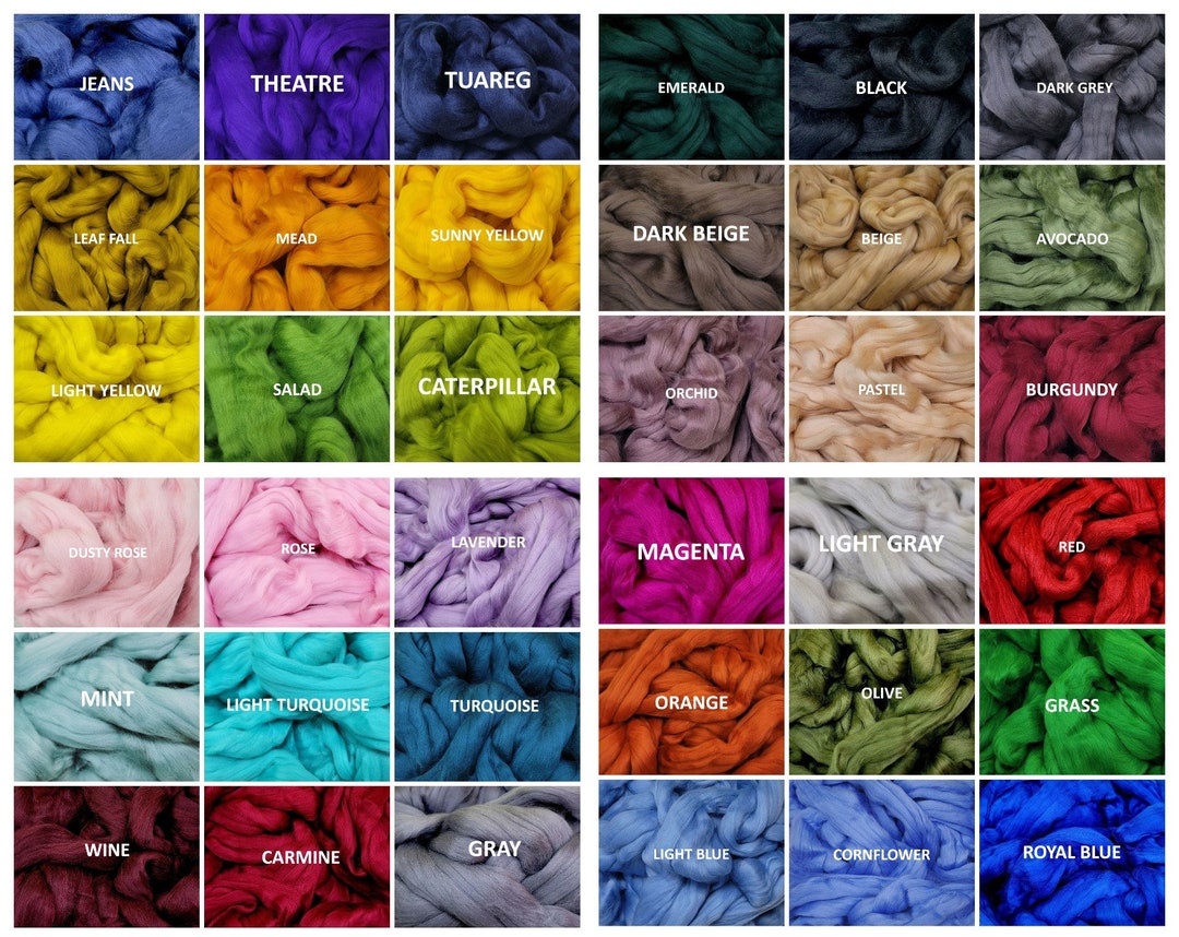 Merino Wool Roving for Spinning & DIY Wet Felting, Sheep Wool 20 Mic 1 ...