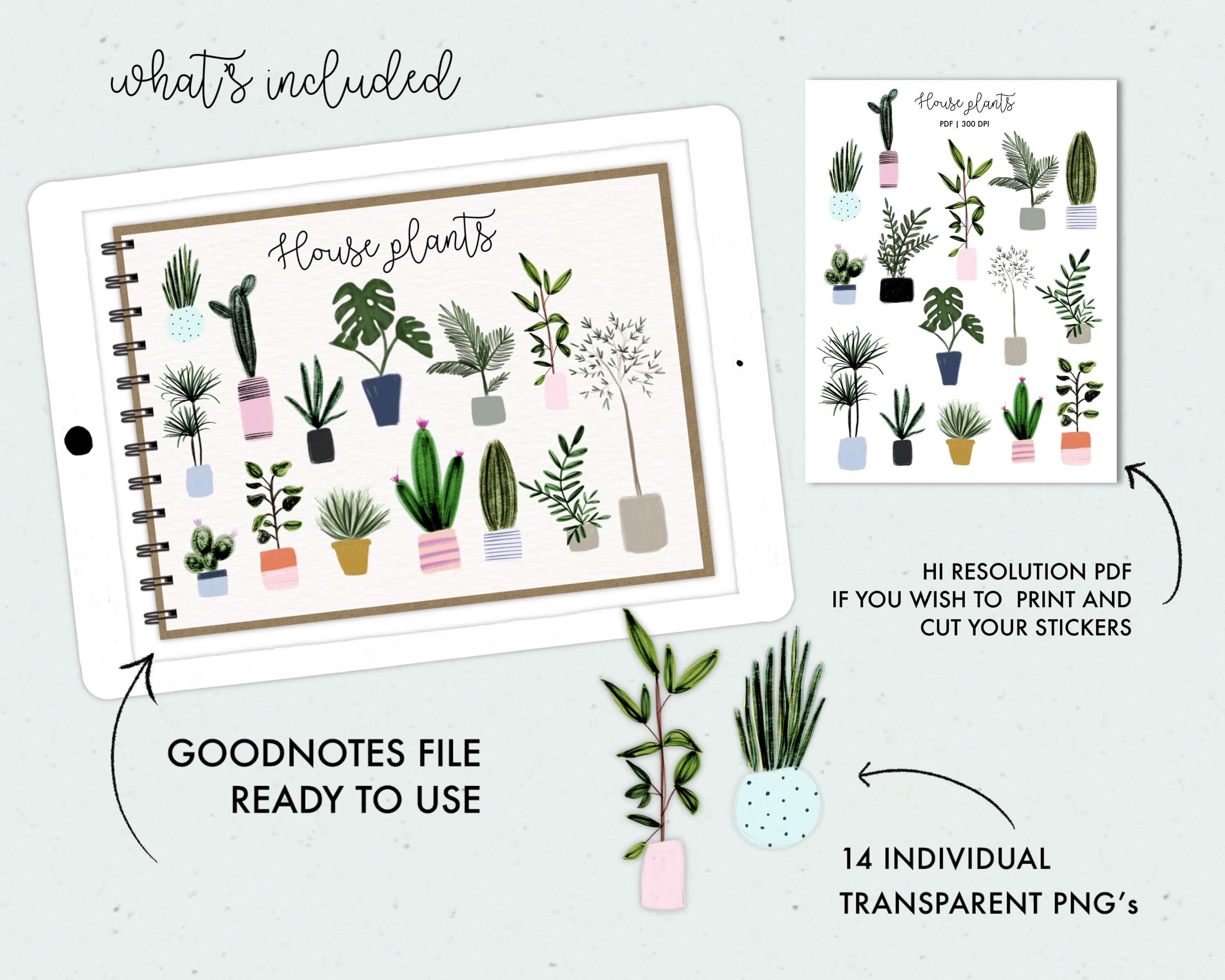 Digital Planner Stickers House Plants Planner Stickers. Printable ...