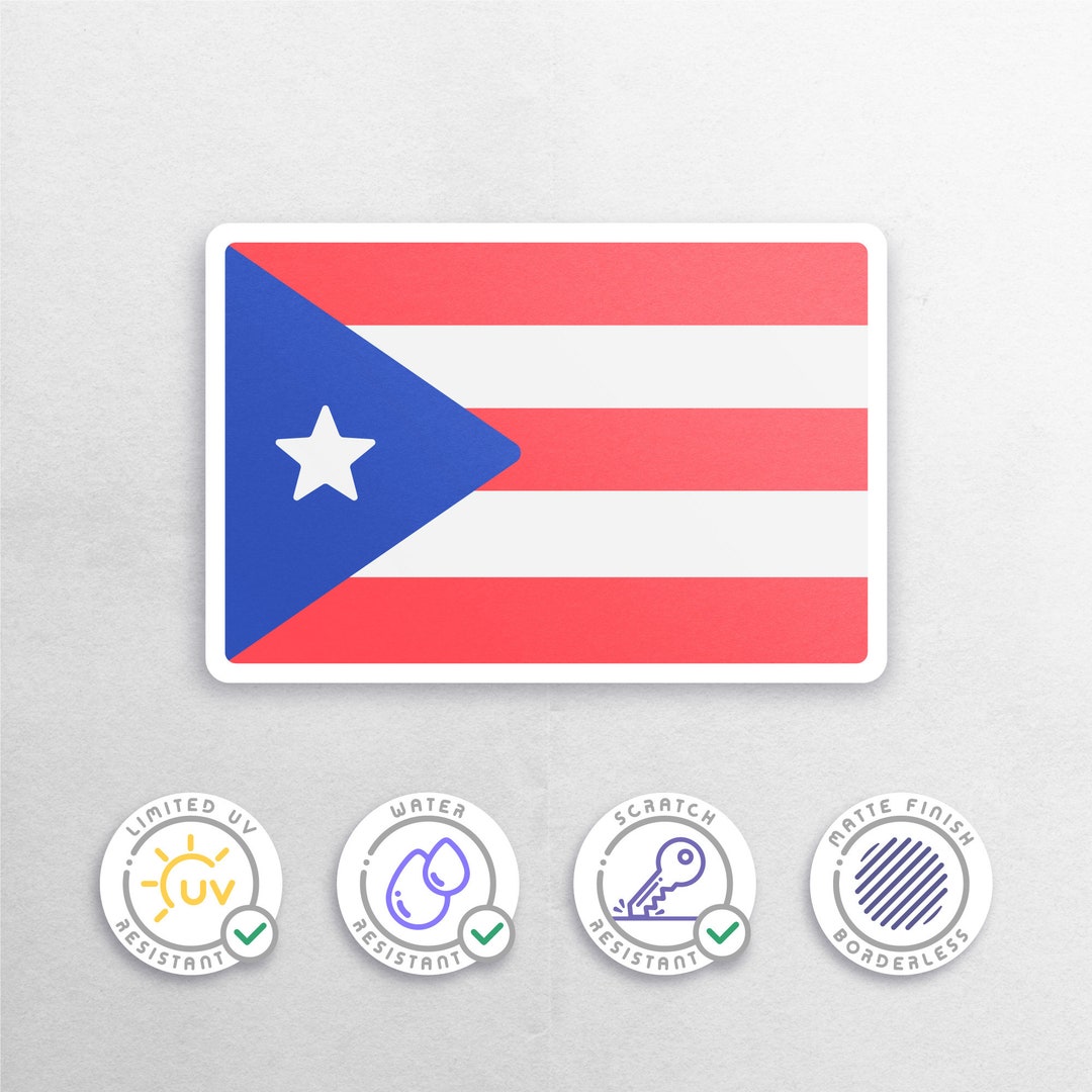 Puerto Rico Flag Sticker - Etsy