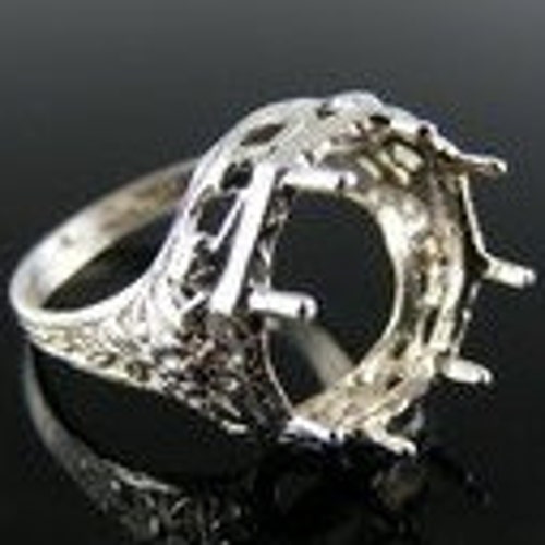 6429 Sterling Silver Filigree Ring Setting 10 Mm Round - Etsy