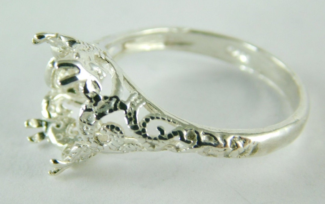 6462 Sterling Silver Filigree Ring Setting, 12x10 Mm Oval Faceted ...