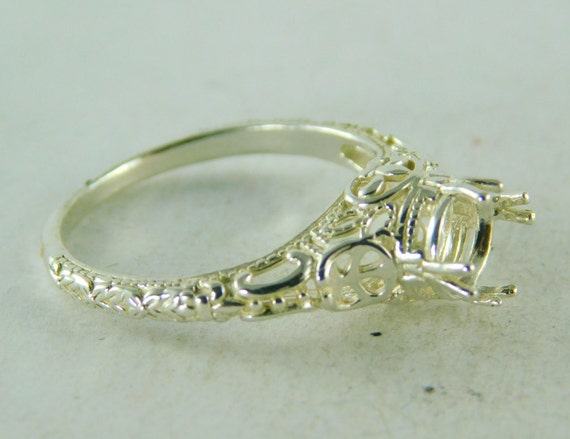 6413 Sterling Silver Filigree Ring Setting 6 Mm Round Faceted - Etsy