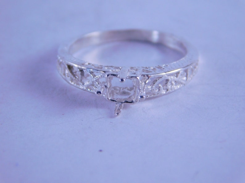6319 Sterling Silver Ring Setting, 5 MM Square Stone, Size 5.5 - Etsy
