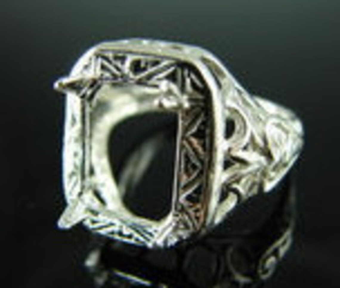 6165 Sterling Silver Ring Setting 11x9 MM Emerald Cut Faceted - Etsy UK