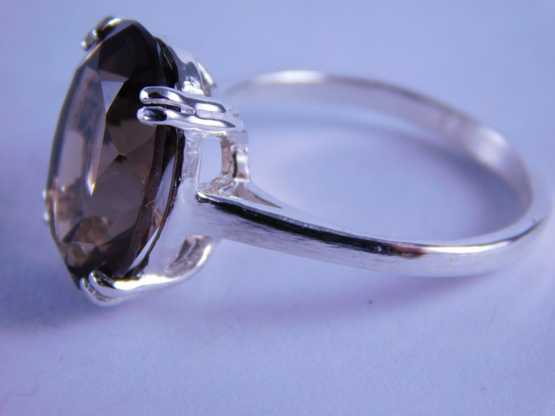 D63075 Sterling Silver Ring W/ 16x12 MM 5 Carat Smoky Quartz, Size 9.25 ...
