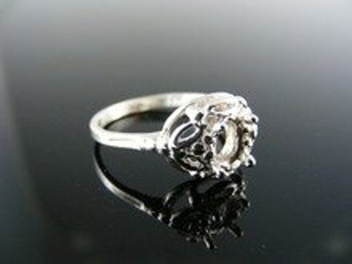 666 Ring Setting Sterling Silver Size 3.5 6X4 MM Oval Stone - Etsy