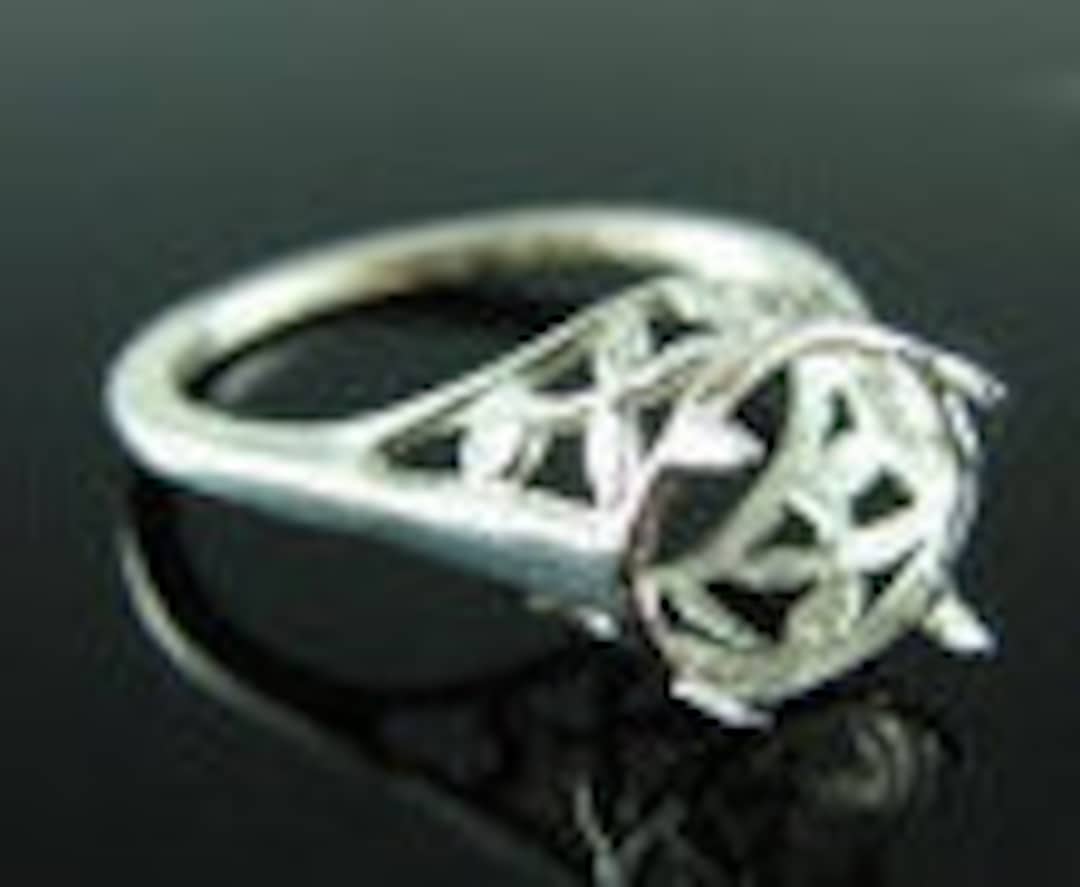 5925 Sterling Silver Ring Setting, 8 MM Round Faceted Gemstone, Size 6 ...