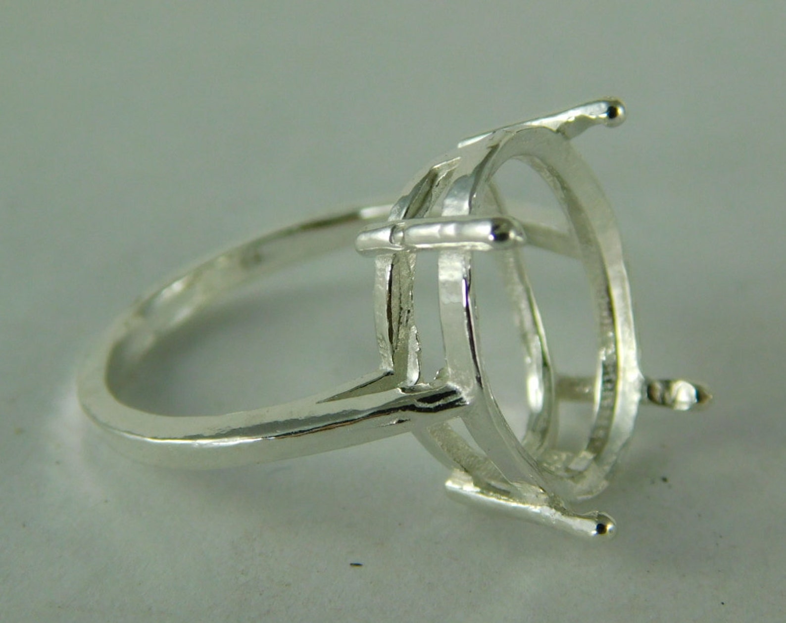 6519 Sterling Silver Ring Setting, 18x13 MM Oval Faceted Gemstone, Size ...