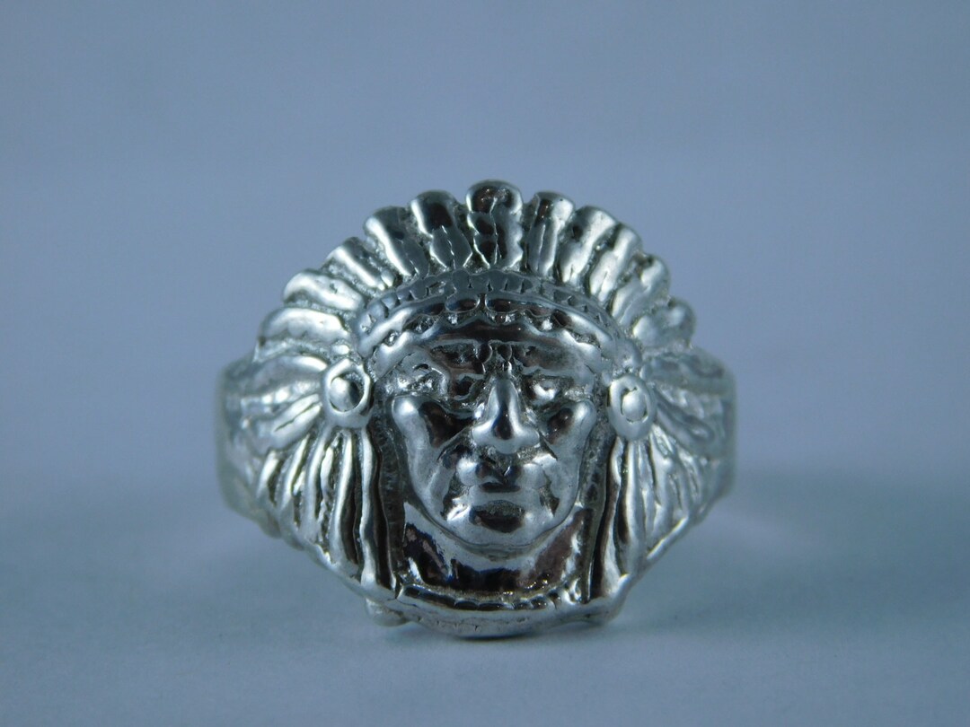 6727 Sterling Silver Indian Head Ring, Size 10, [free Shipping, No Free ...