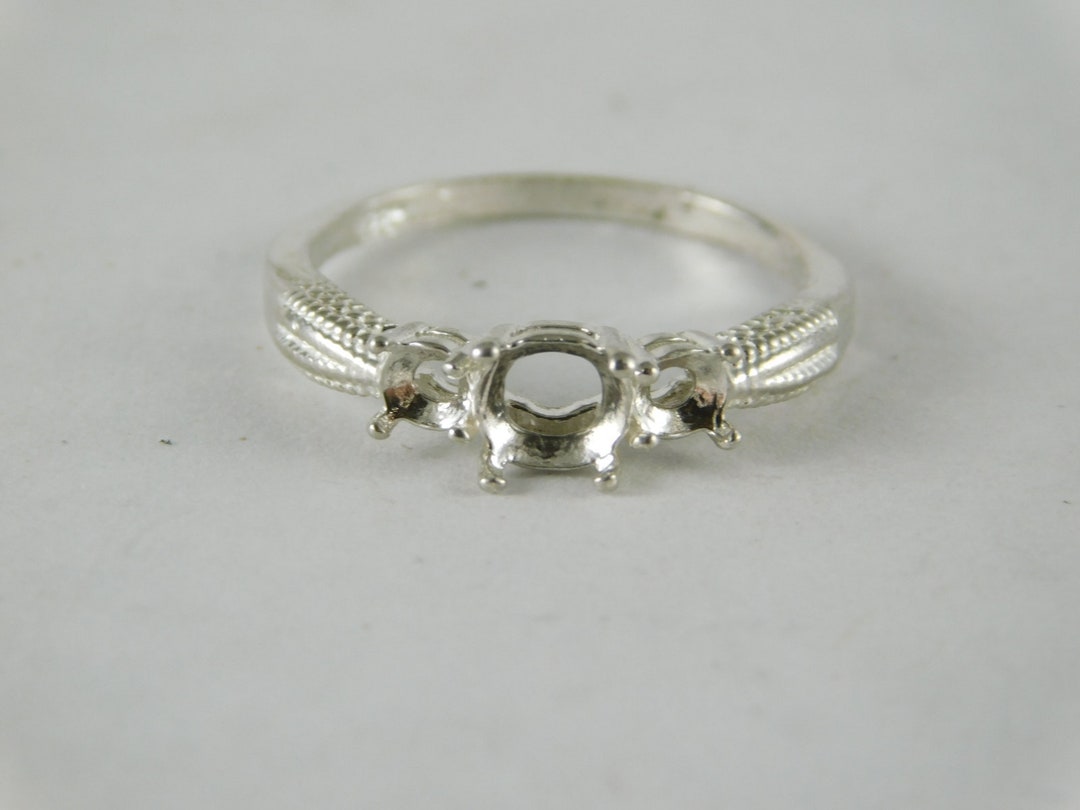 6678 Sterling Silver Ring Setting, Multi-stone 6mm Round and (2) 3.5 Mm ...