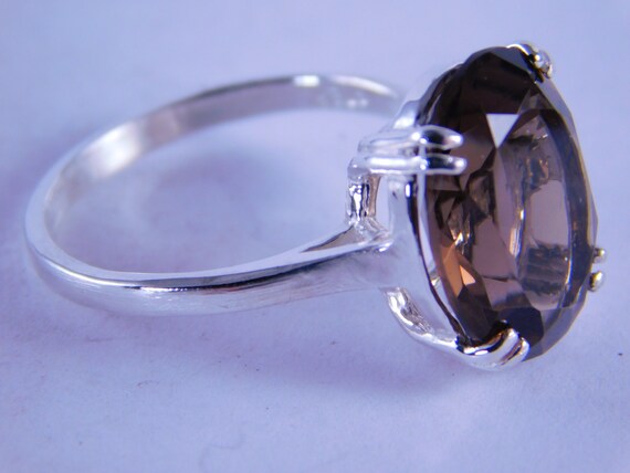 D63075 Sterling Silver Ring W/ 16x12 MM 5 Carat Smoky Quartz | Etsy