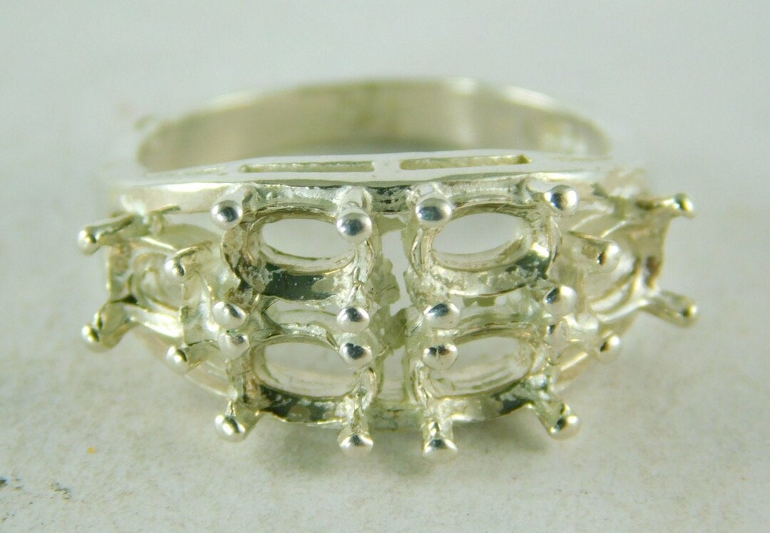 6443 Sterling Silver 6 Stone Ring Setting, 6-5x4 Mm Oval Faceted or ...