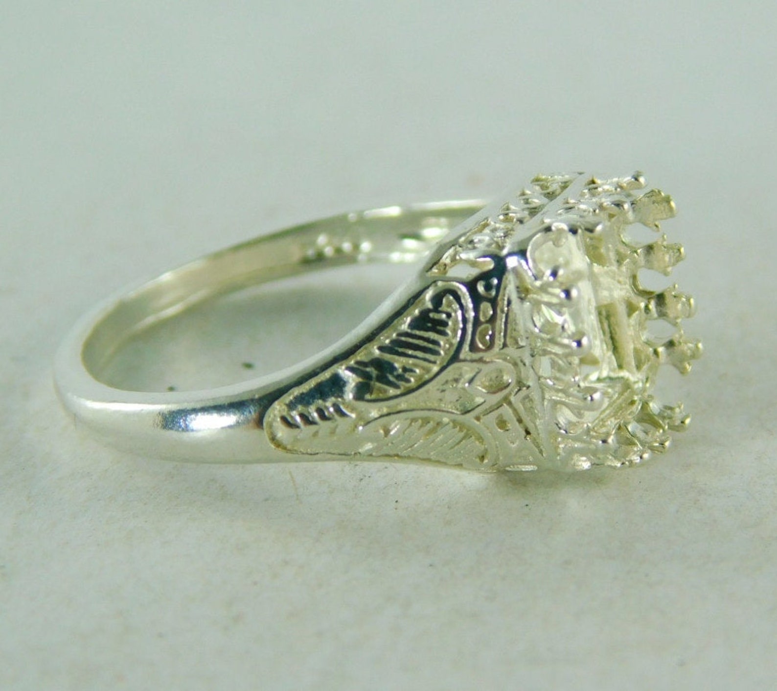 6411 Sterling Silver Filigree Ring Setting 8x6 Emerald Cut - Etsy