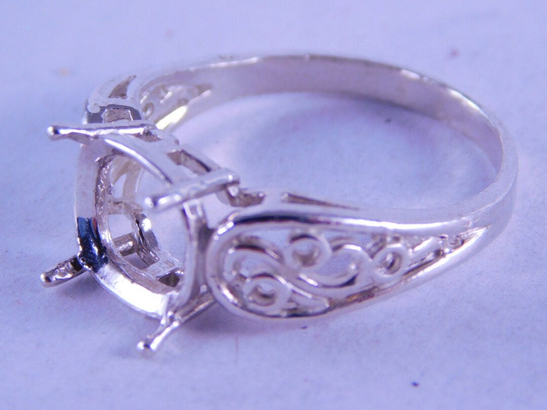 6349 Sterling Silver Ring Setting, 9 X 9 Mm Cushion Cut, Size 9 [free ...