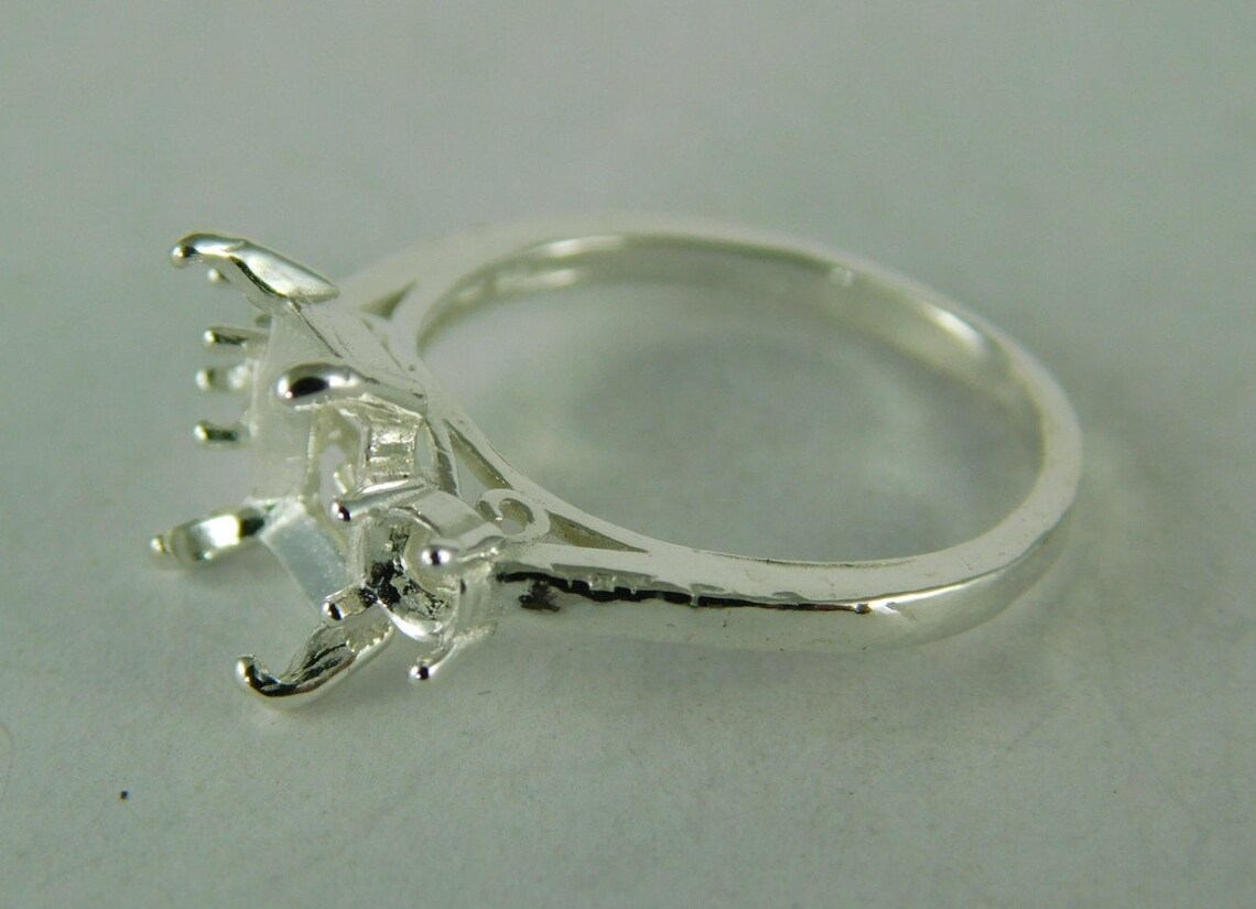 6514 Sterling Silver Ring Setting 3 Stone 10x8 MM Emerald - Etsy