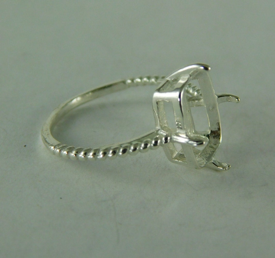 6511 Sterling Silver Ring Setting, 12x10 MM Emerald Cut Faceted ...