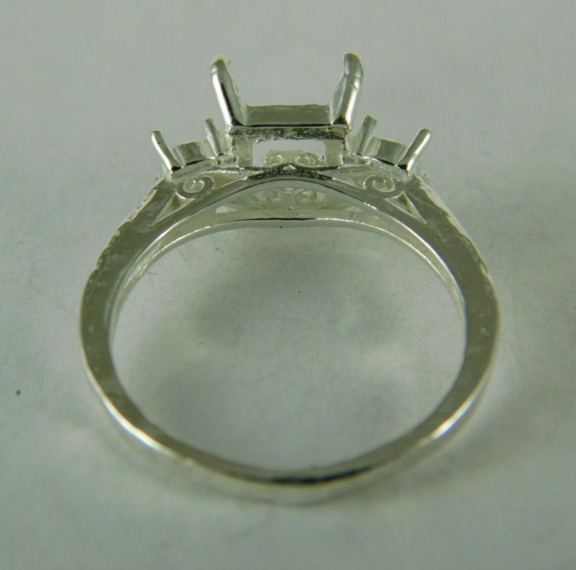 6514 Sterling Silver Ring Setting 3 Stone 10x8 MM Emerald - Etsy