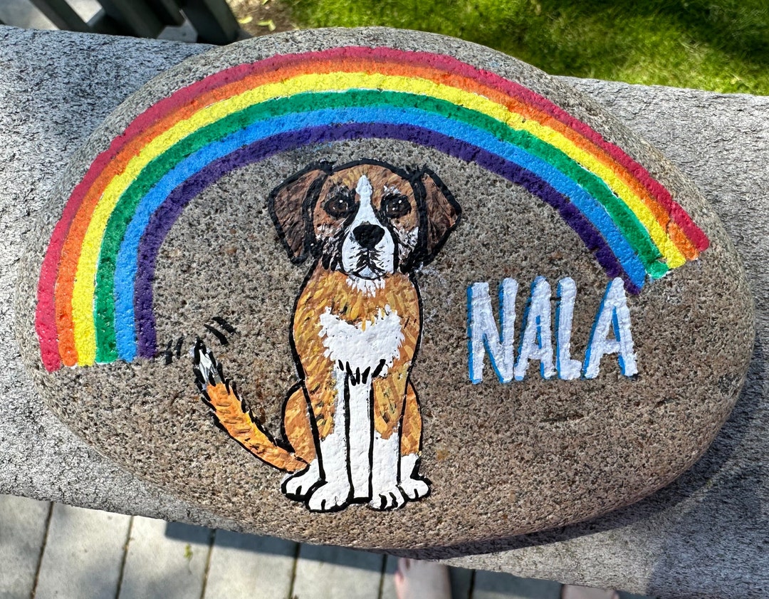 Custom Pet Dog Portraits on Rock From Photo | Pet Hand Painted Rock ...