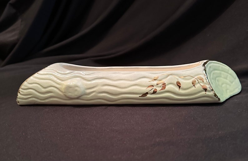 Pates Potteries Sydney Log Vase - Pastel Green With Gold Coloured ...