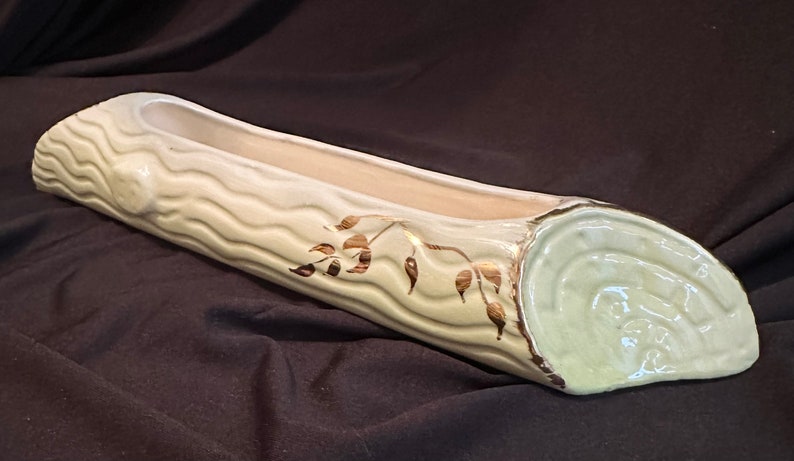 Pates Potteries Sydney Log Vase - Pastel Green With Gold Coloured ...
