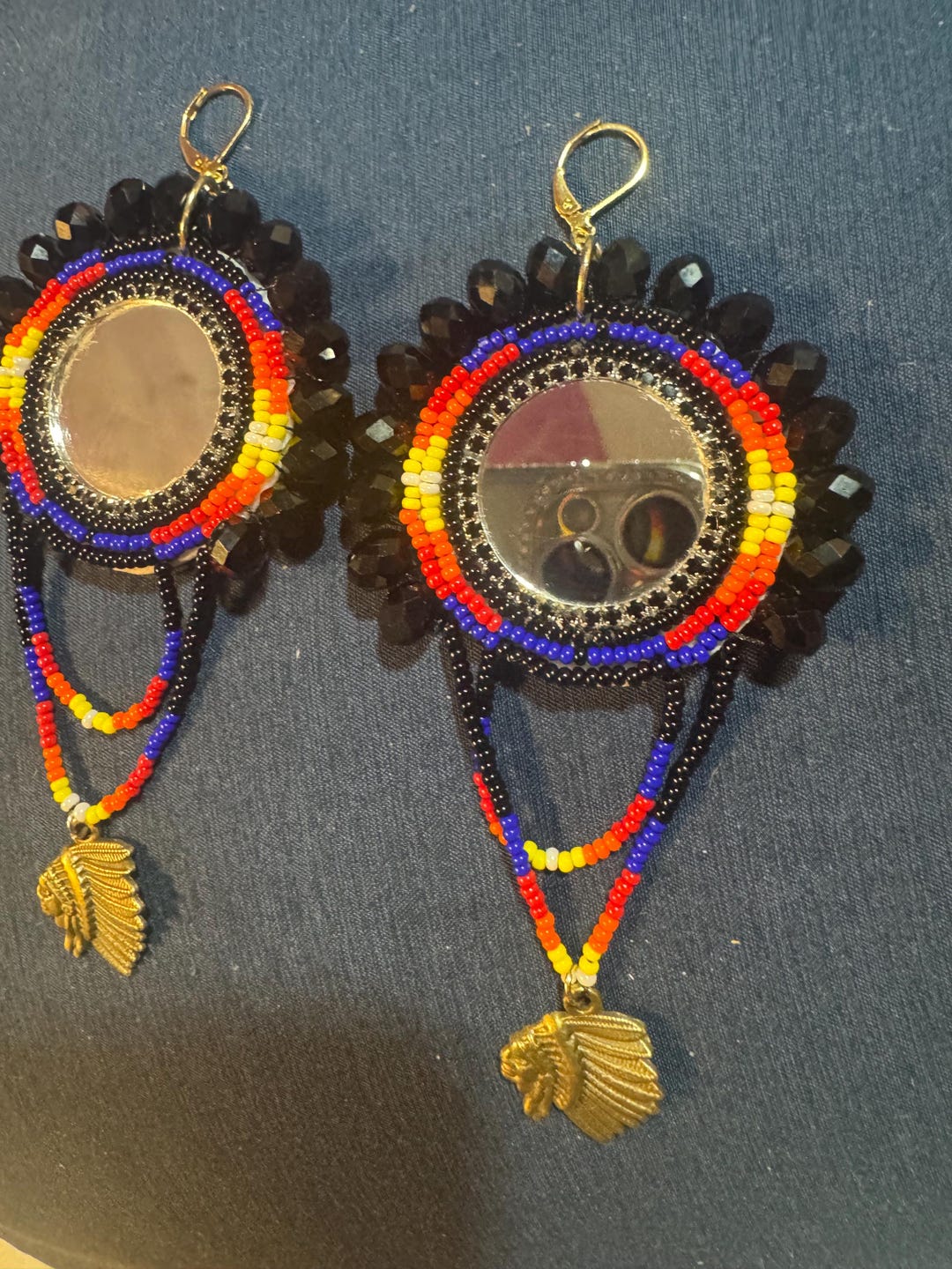 Authentic Maliseet Native American Handmade Earrings. Mirror Cabs With ...