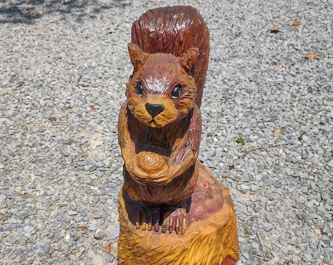 Chip-large Chainsaw Carved Squirrel - Etsy