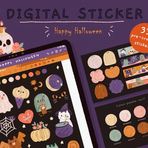 Kawaii Halloween Ghost Clipart Digital PNG & EPS | Etsy
