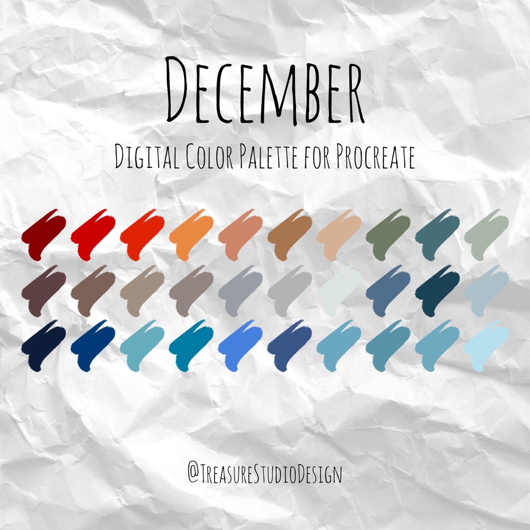 December Procreate Color Palette | Winter Digital Swatches | Holiday ...