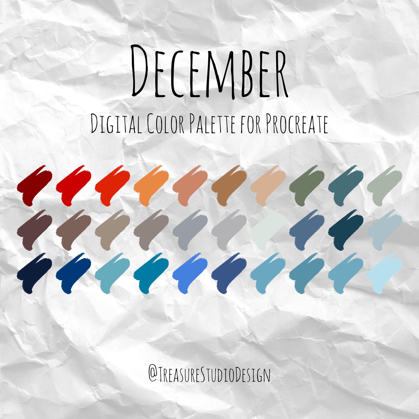 December Procreate Color Palette | Winter Digital Swatches | Holiday ...