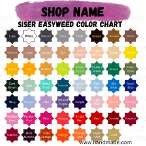 Editable Siser Easyweed Vinyl Color Chart Template - Etsy