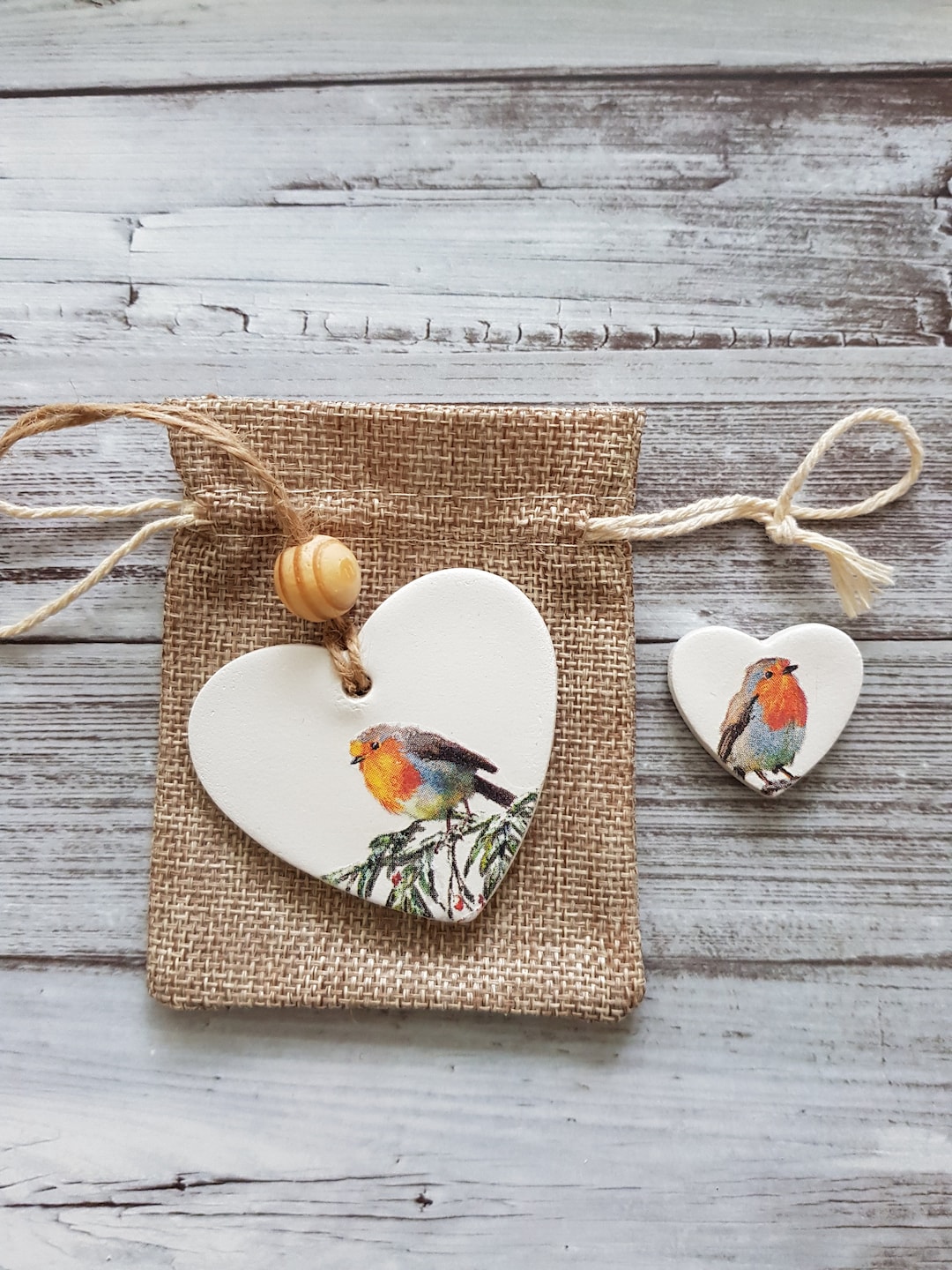 Set of Clay Robins, Robin Heart, Pocket Hug, Robins, Robins Appear ...