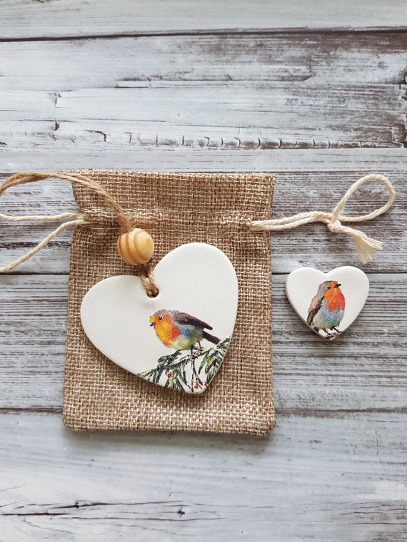 Set of Clay Robins Robin Heart Pocket Hug Robins Robins - Etsy UK